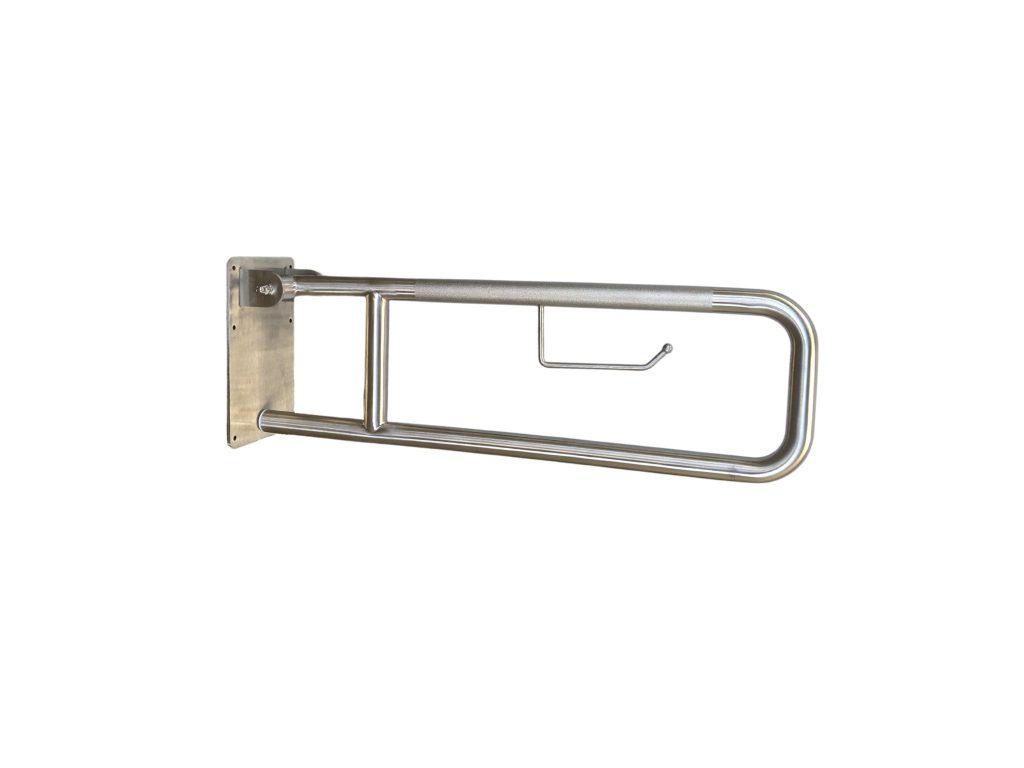 Flip Down, Swing Up Grab Bar with Toilet Paper Holder | CSI Bathware