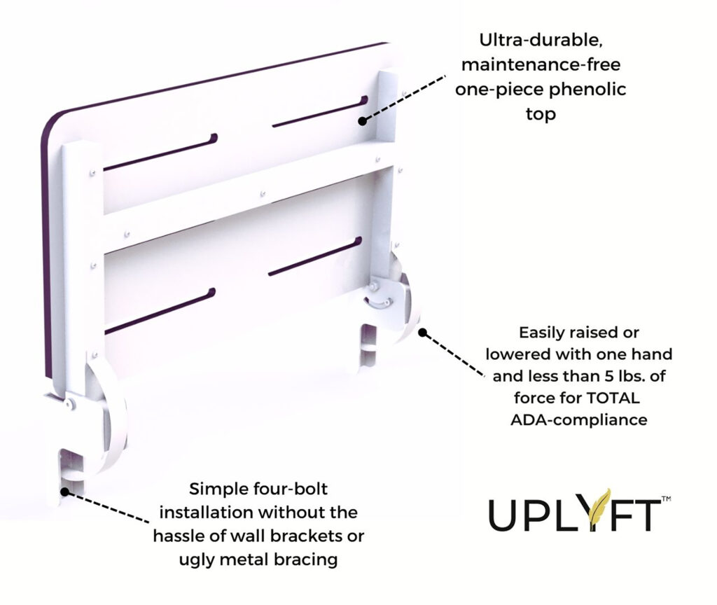 Uplyft Rectangle Wall Mount Shower Seat | CSI Bathware