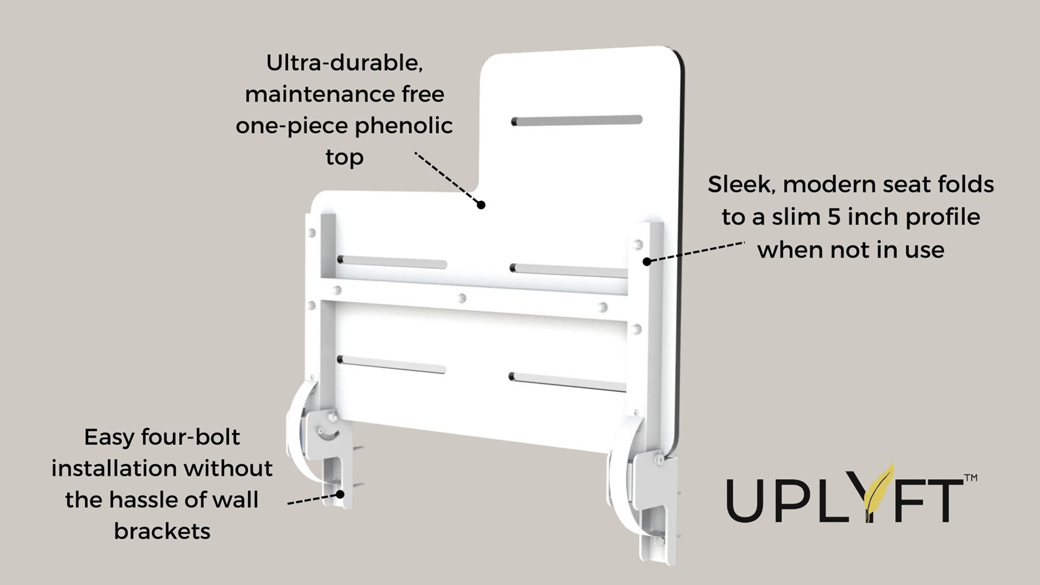 Uplyft L-Shaped Wall Mount Shower Seat | CSI Bathware